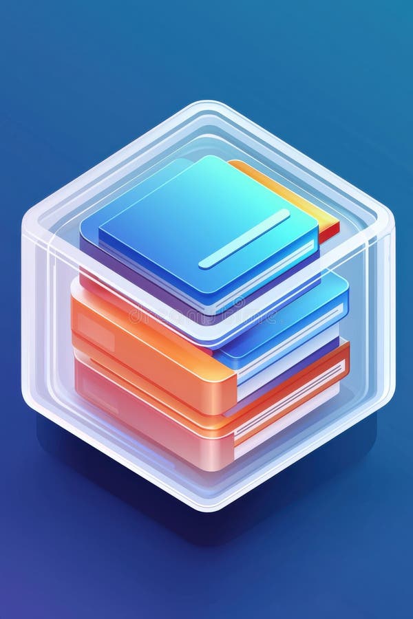 Futuristic Digital App Icon with Glowing Document Storage Design Stock ...