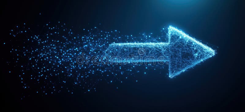 Futuristic Digital Arrow Symbolizing Direction and Movement, Composed ...