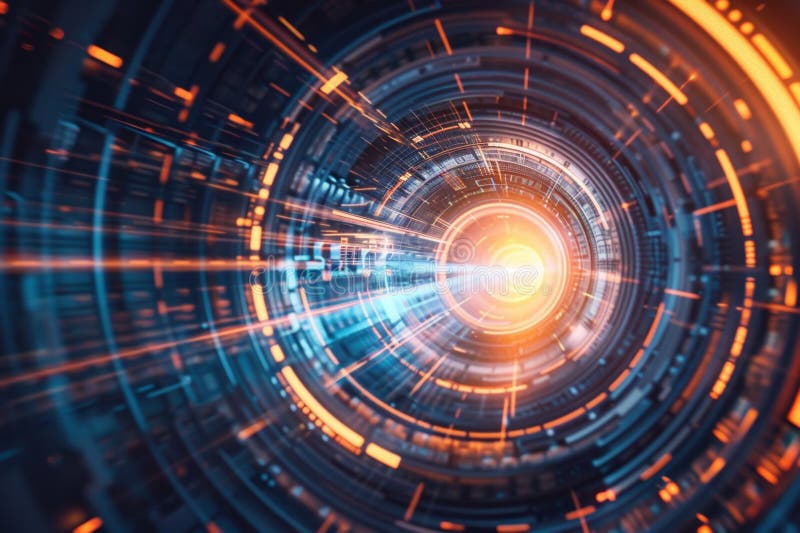 Futuristic Digital Art Depicting Data Flow. Abstract Circular and ...