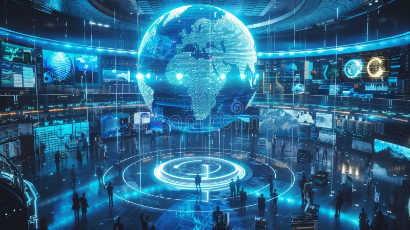 Futuristic Digital Art Depicting Financial Technology with 3d Hologram ...