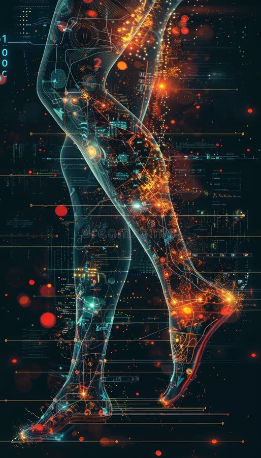 Futuristic Digital Art Depicting Human Legs in a Techno Enhanced Design ...