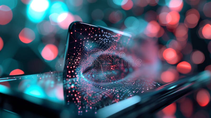 Futuristic Digital Art with Eye Pattern on Smartphone Screen Stock ...