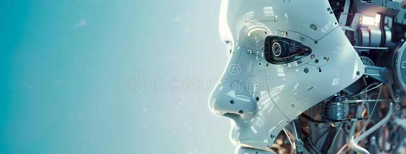 Futuristic Digital Art High Tech Robot Head with Wires Stock ...