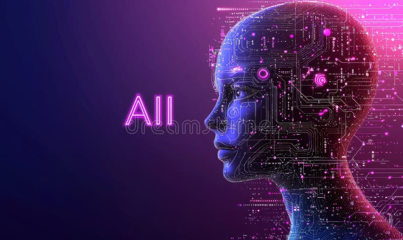 Futuristic Digital Art of a Human-like Face Made of Glowing Circuits ...