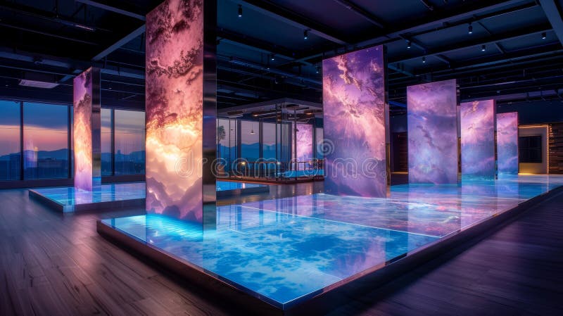 Futuristic Digital Art Installation Featuring Vibrant LED Screens and ...
