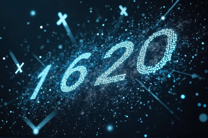 Futuristic Digital Art with the Number 1620 in Blue Neon Light Stock ...