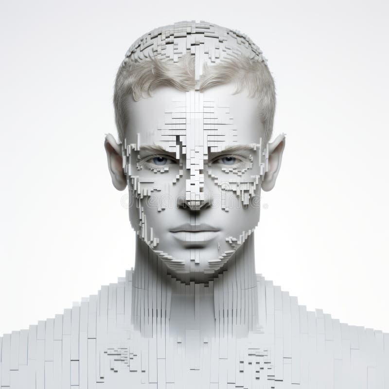 Futuristic Digital Art Sculpture: 3d Liam with Pixelated Head Stock ...