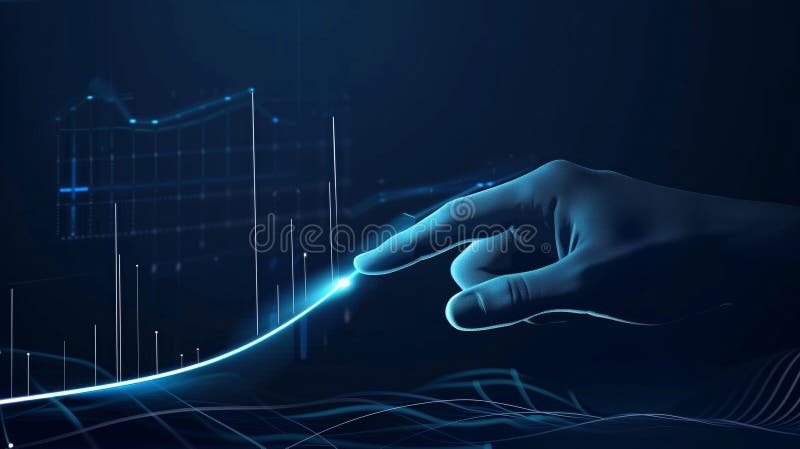 Hand Tracing Upward Trend Line High-tech Success Business Finance ...