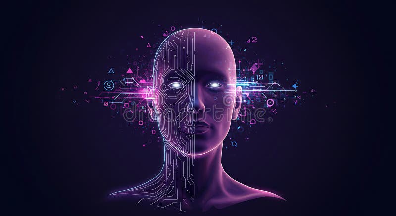 Futuristic Digital Artwork Features a Symmetrical Humanoid Head with ...