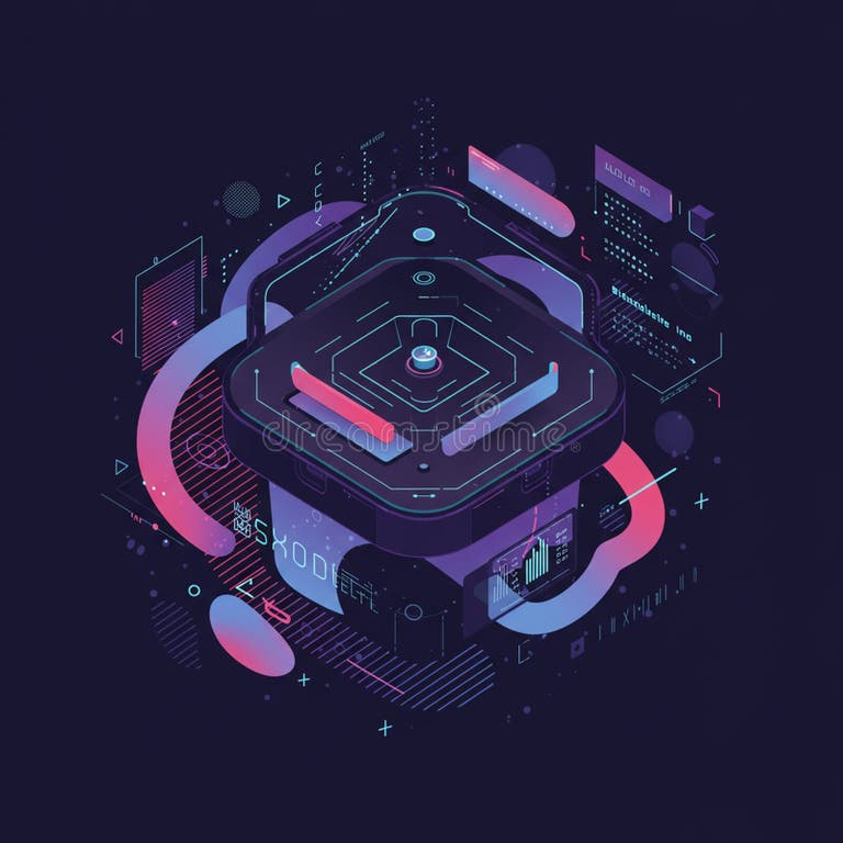 Futuristic Digital Artwork Featuring a Stylized, Abstract ...