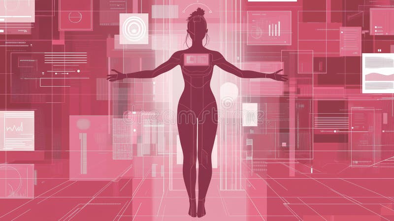 Futuristic Digital Avatar in a Cyber Environment Stock Illustration ...