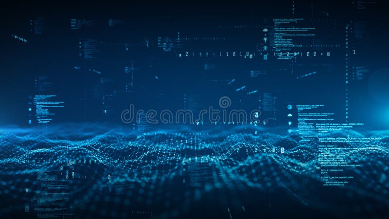Futuristic Digital Background Data Connection with Binary Code, Complex Interconnected Networks ...