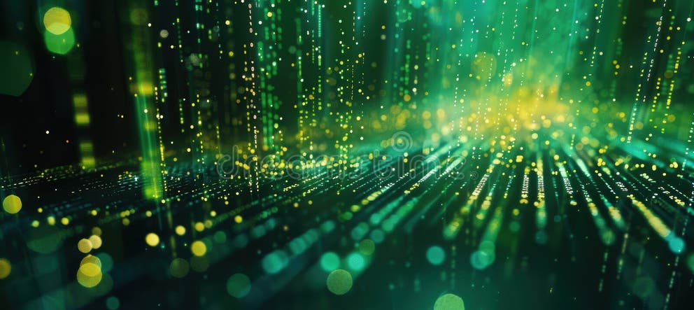 Futuristic Digital Background Featuring Matrix-Style Green Code on ...