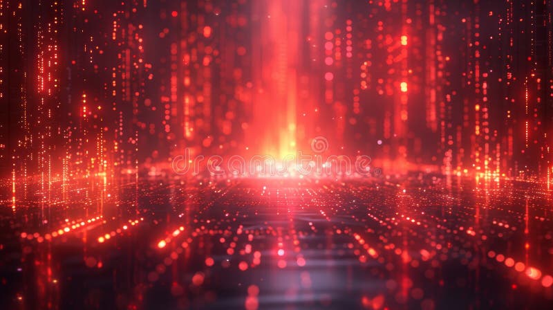 Futuristic Digital Background with Glowing Red Lights and Abstract ...