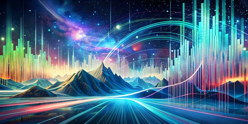 Futuristic Digital Background with Lines and Dots on Blue, Abstract ...