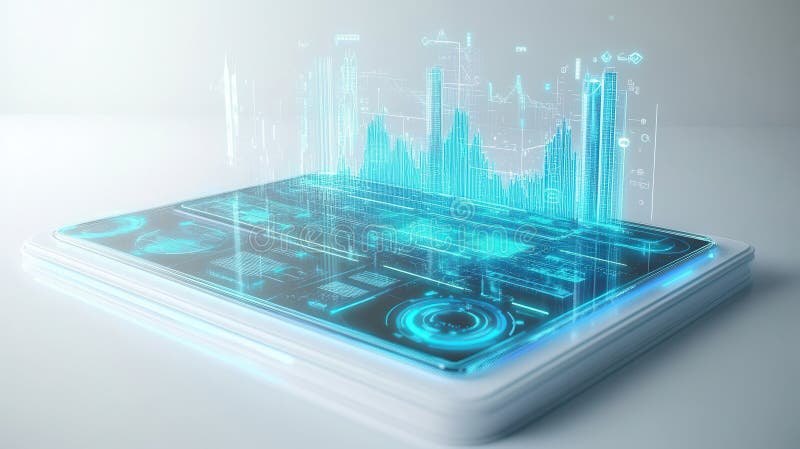 A Futuristic Digital Banking Interface with Holographic Financial Data and Cybersecurity ...