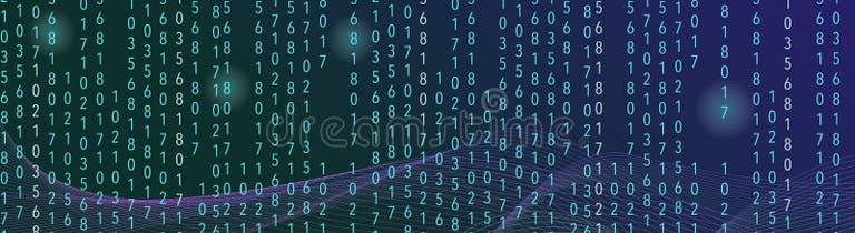 Futuristic Digital Banner Featuring Flowing Binary Data and Glowing ...