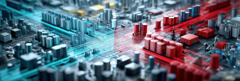 Digital Clash between US and China Chips on a Futuristic Battlefield ...