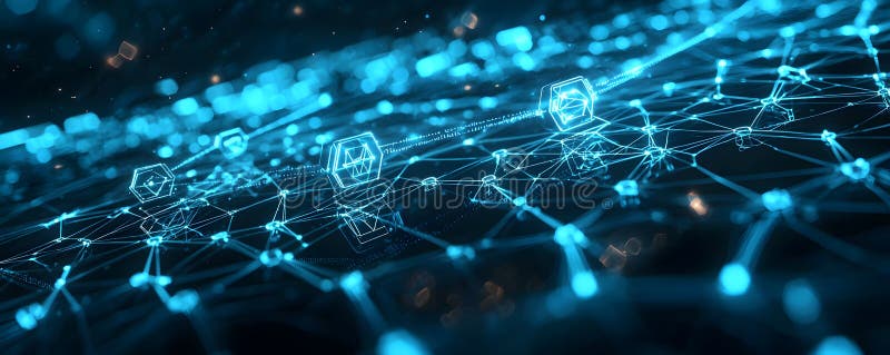 Futuristic Digital Blockchain Interface: a Glimpse into the Decentralized Stock Illustration ...