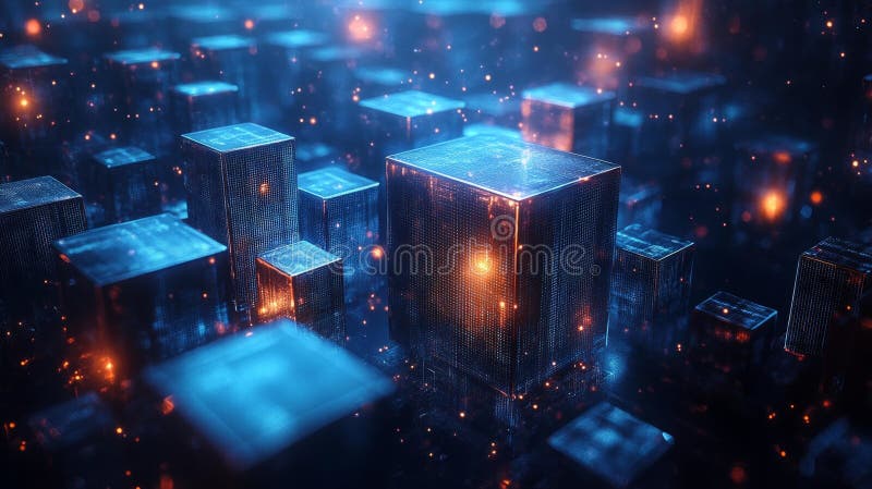 Futuristic Digital Blocks Generative AI Stock Illustration ...