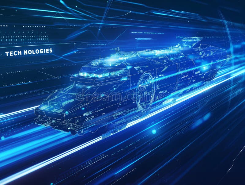 Futuristic Digital Blueprint of a High-Tech Spacecraft Stock Image ...