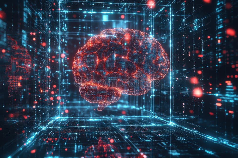 Futuristic Digital Brain Concept Representation in a High-tech Environment Stock Photo - Image ...