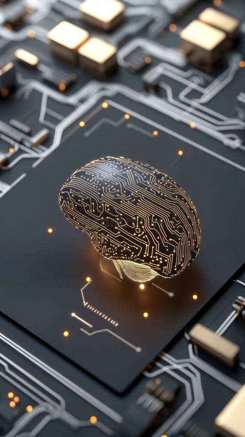Futuristic Digital Brain with Glowing Circuits and Encrypted Streams ...