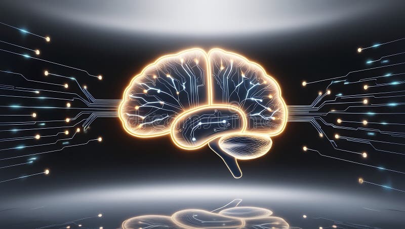 Futuristic Digital Brain with Glowing Synaptic Circuits Stock Image ...