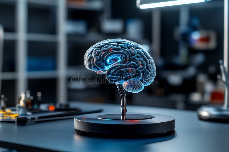Futuristic Digital Brain with Holographic Displays in HighTech ...