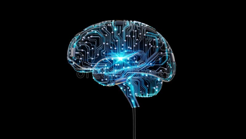 Futuristic Digital Brain Illustration Integrated Circuit Patterns Symbolizing Artificial ...
