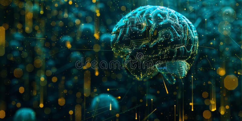 Futuristic Digital Brain in Neon Lights, Symbolizing AI and Machine ...
