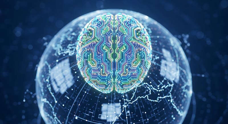 Futuristic Digital Brain Scan Visualization Showcasing Neural Network Activity and Medical ...