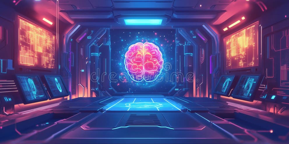 Futuristic Digital Brain Visualization in High-tech Laboratory ...