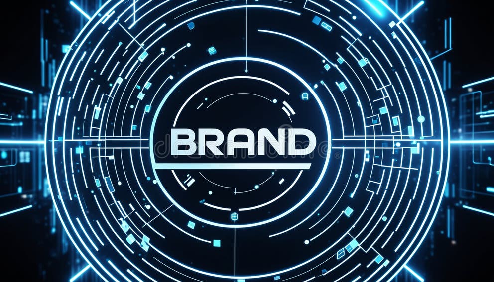 Futuristic Digital Brand Interface with Blue Circular Tech Design Stock ...