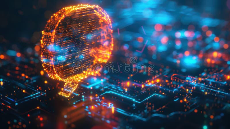 Futuristic Digital Burst: 3D Speech Bubble with Glowing Edges for Tech ...