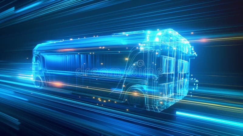 Futuristic Digital Bus in Motion Stock Image - Image of electric ...