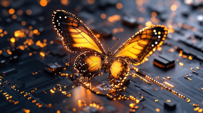 Futuristic Digital Butterfly: Symbol of Technological Transformation ...