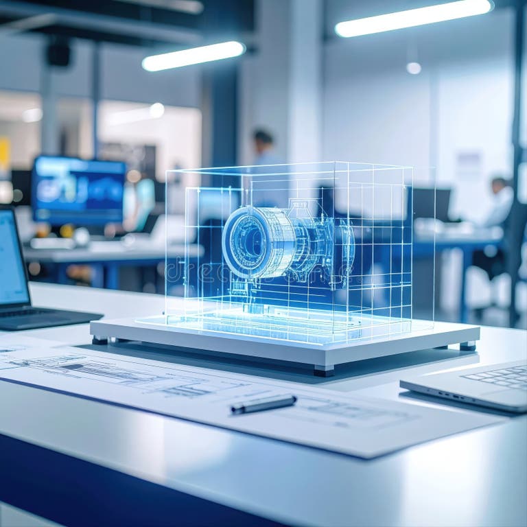 Futuristic Digital Camera Model on Transparent Surface in Modern ...