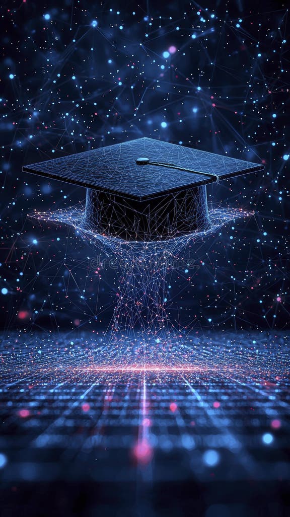 Futuristic Digital Cap with Glowing Network Theme. Stock Illustration ...