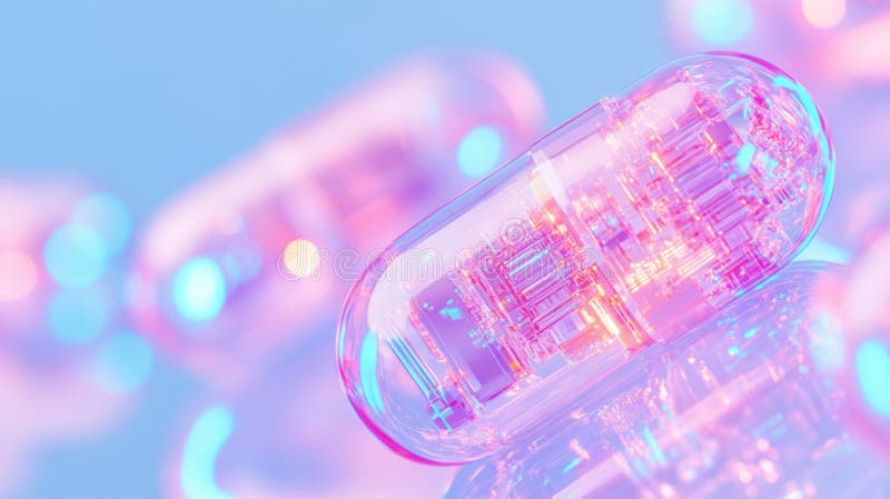 Futuristic Digital Capsule with Neon Colors and Electronic Circuits in ...