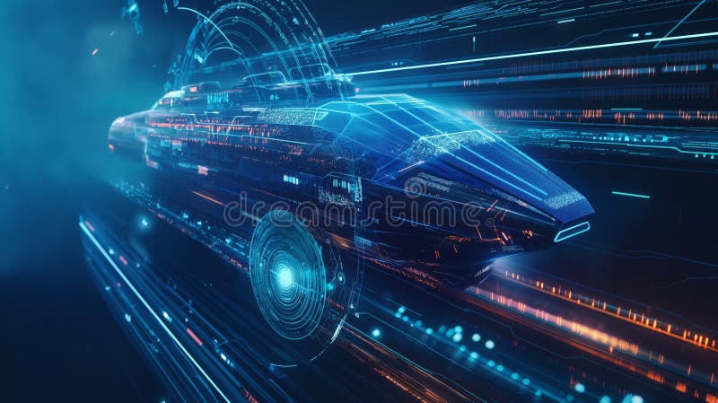 Futuristic Digital Car in Motion Stock Image - Image of dynamic ...