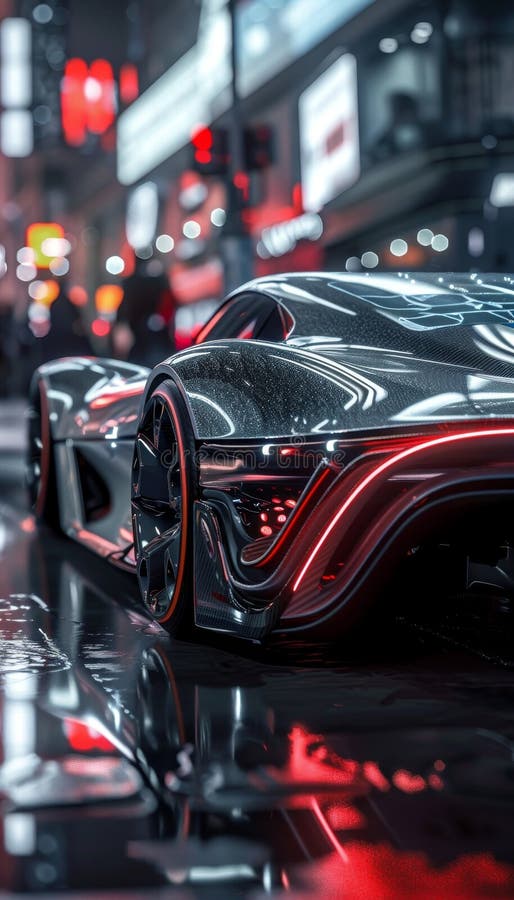 Futuristic Digital Car in Virtual Environment with Holographic Maps and ...