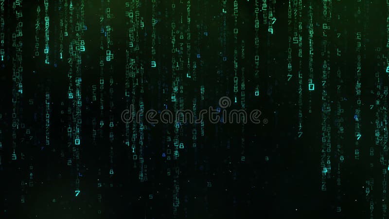 Futuristic Digital Green Numbers Falling Down Background Stock Video ...