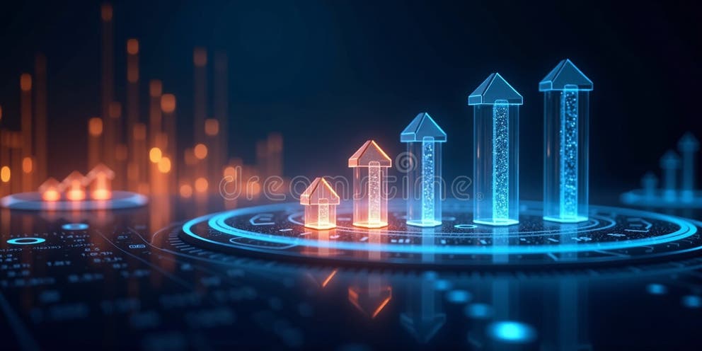 Digital Growth Chart with Futuristic Elements Stock Illustration ...