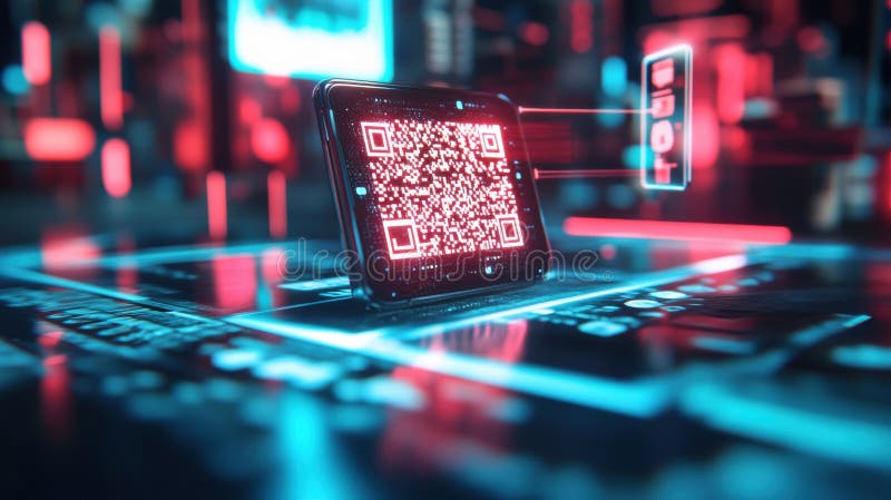 Futuristic Digital Checkout Process Featuring Smartphone Scanning QR ...