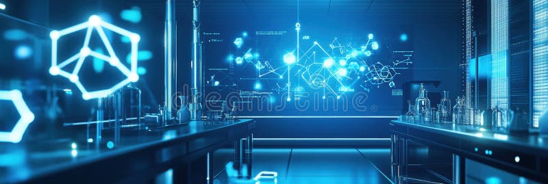 Futuristic Digital Chemistry Lab Featuring Holographic Molecules and ...