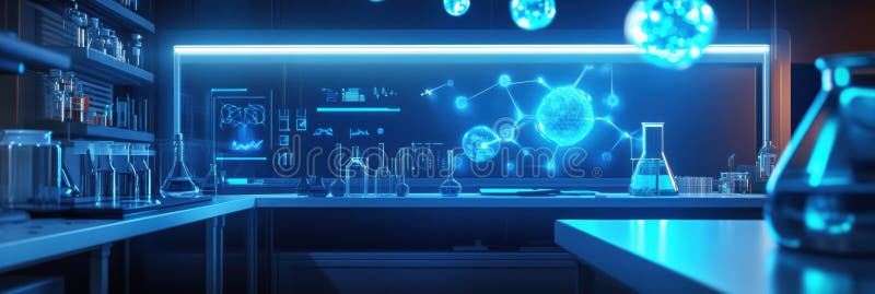 Futuristic Digital Chemistry Lab Featuring Holographic Molecules and ...