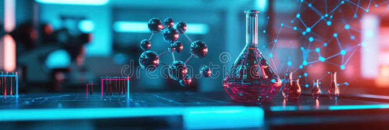 Futuristic Digital Chemistry Lab Featuring Interactive Holographic ...