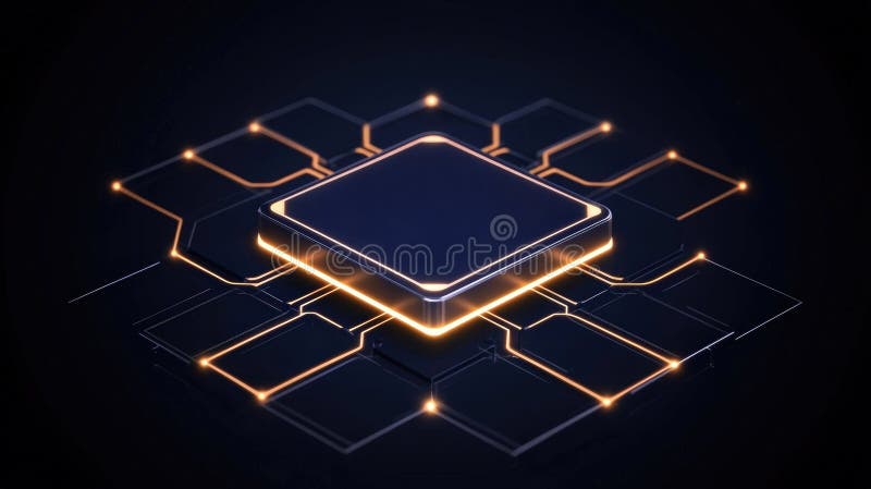 Futuristic Digital Chip Design with Circuit Lines and Glowing Elements ...