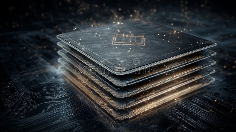 Futuristic Digital Chip Design Showcasing Layers of Technology with ...